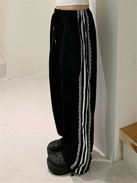 피어니스트 레이스 라인 트랙 와이드 팬츠