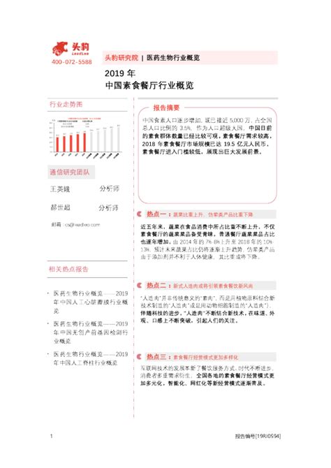 2019年中国素食餐厅行业概览