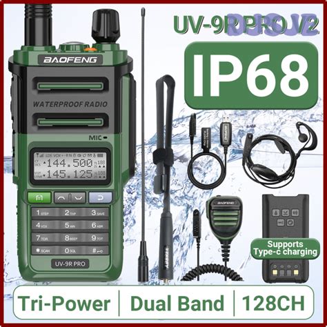 Baofeng UV 9R Pro V2 Walkie Talkie Waterproof Ip68 Type C Charger VHF