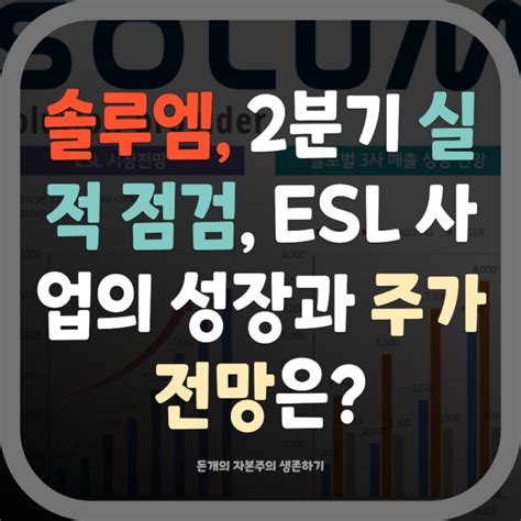 솔루엠 2분기 실적 Esl 사업의 성장과 주가 전망은 😊