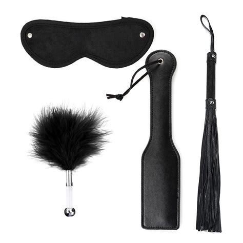 4pcs Sex Feather Bondage Paddle Set Leather Whip Spanking