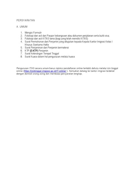 Syarat Pembuatan Kitas Pdf