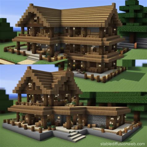 Minecraft Village House Scene Stable Diffusion Online