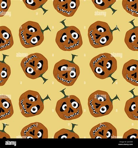 Halloween Seamless Pumpkin Pattern For Fabrics And Textiles And