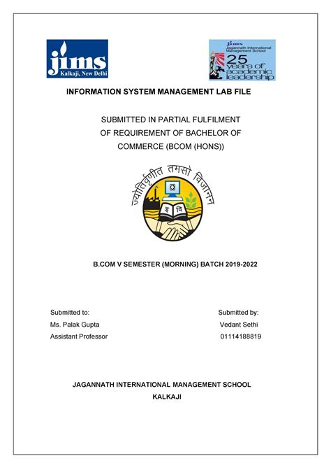 Vedant Sethi Ism Lab File Information System Management Lab File