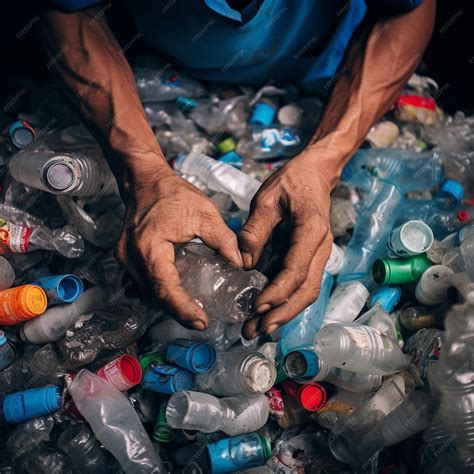 Premium Ai Image Hands Of A Man Sorting Plastic Bottles