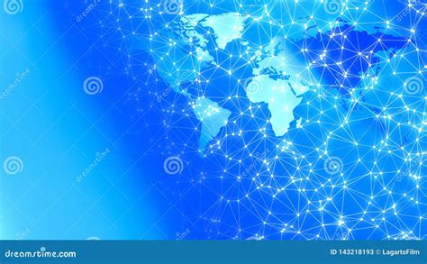 World Map Geometric Pattern Dots Connected With Lines Stock Image