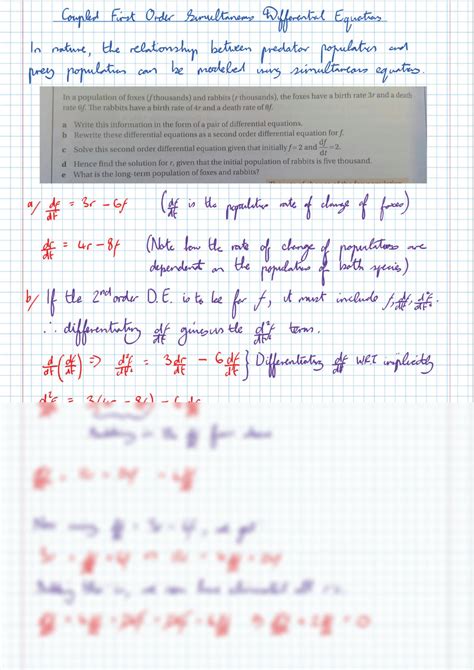 Solution Differential Equations Notes Coupled First Order Simultaneous