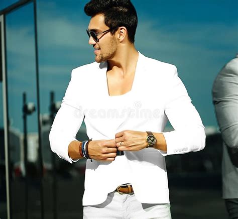 Handsome Model Man In Casual Suit In Sunglasses Stock Image Image Of