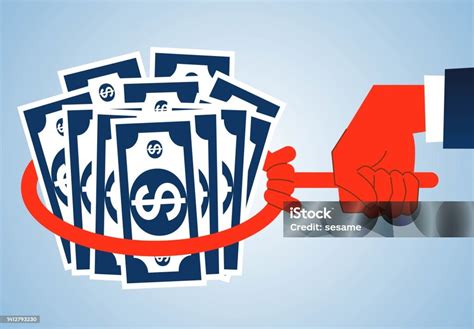 현금 인출 현금 이익을 교환하기 위해 불법 또는 허위 수단을 사용하여 올가미 함정에 지폐 더미를 들고 손으로 사기에 대한 스톡 벡터 아트 및 기타 이미지 Istock