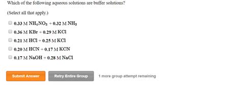 Solved Which Of The Following Aqueous Solutions Are Buffer