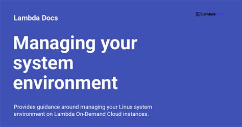 Managing Your System Environment Lambda Docs