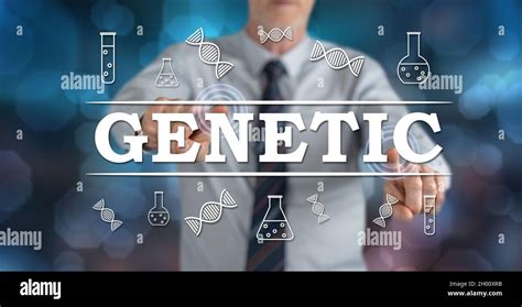 Man Touching A Genetic Concept On A Touch Screen With His Fingers Stock