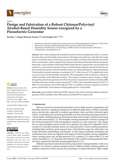 Pdf Design And Fabrication Of A Robust Chitosanpolyvinyl Alcohol Based Humidity Sensor