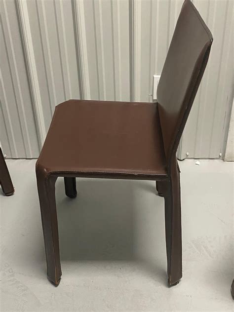 Set Of Eight Cassina Cab Leather Chairs By Mario Bellini For Sale At