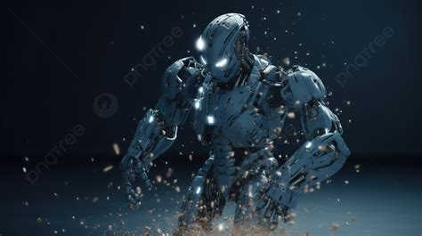 Exploding 3d Ai Robot Analyzing And Computing Background 3d Robot