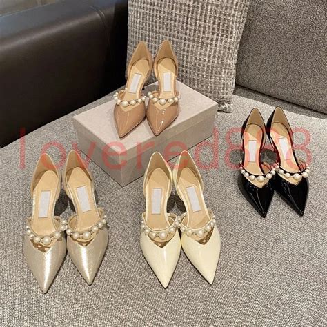 Luxury Pearl Stiletto Wedding Shoes Italy Fashion Ankle Strap Black
