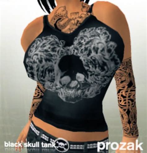 Second Life Marketplace Prozak Black Skull Tank