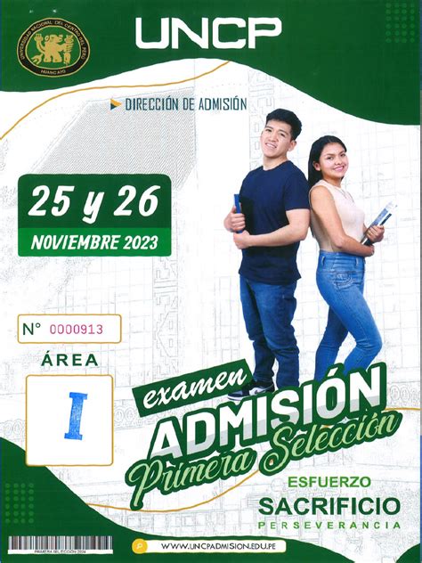 Examen De Ps Uncp 2024 I Área 1 B Pdf