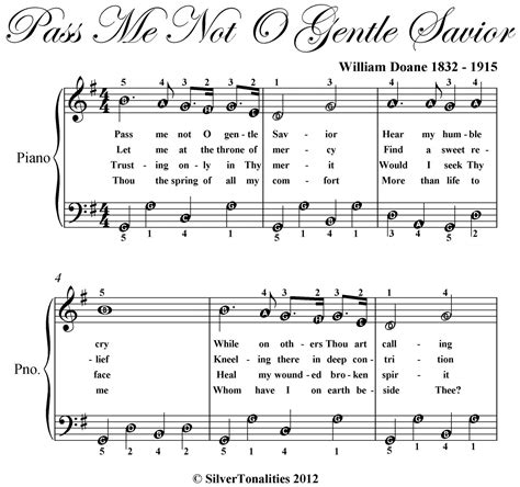 Pass Me Not O Gentle Savior Easy Piano Sheet Music PDF