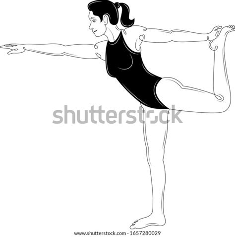 Brunette Girl Long Hair Black Sports Stock Vector Royalty Free