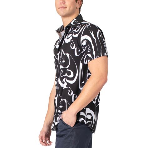 Fluid Fusion Button Up Short Sleeve Dress Shirt Black 2xl