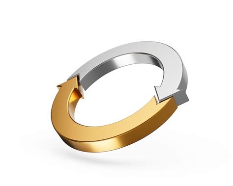 Premium Photo Silver And Gold Rounded Clockwise Arrow Loop Signifies