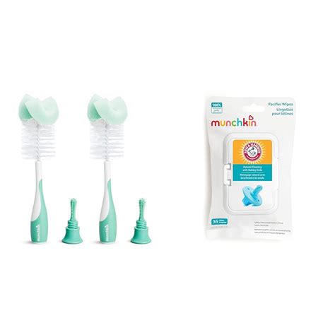 Munchkin 2 Pack Green Sponge Bottle Brush And 1 Pack 36 Wipes