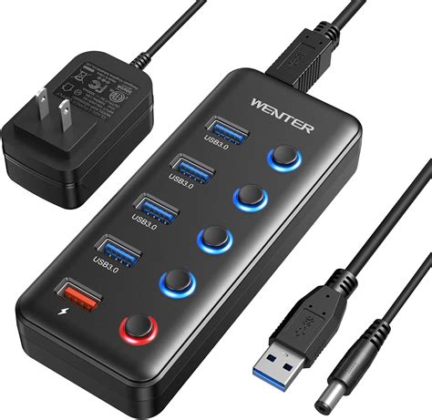 Powered USB Hub 3 0 Wenter 5 Port USB Splitter Hub 4 Faster Data