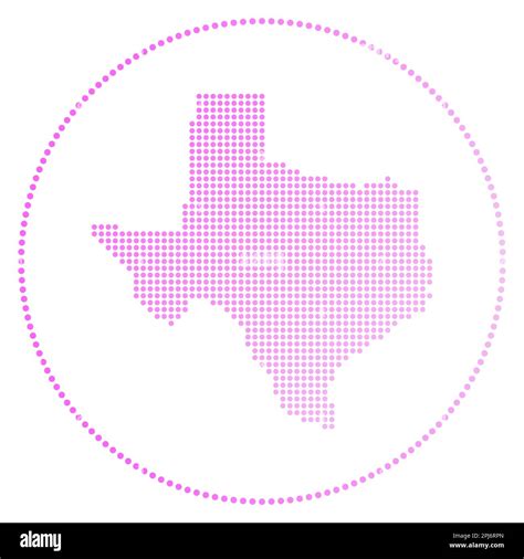 Texas Digital Badge Dotted Style Map Of Texas In Circle Tech Icon Of The Us State With