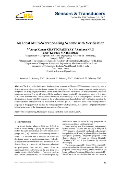 pdf an ideal multi secret sharing scheme with verification