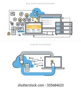 Flat Line Design Style Modern Vector Stock Vector Royalty Free Shutterstock