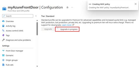 从 Azure Front Door 标准层升级到高级层 Microsoft Learn