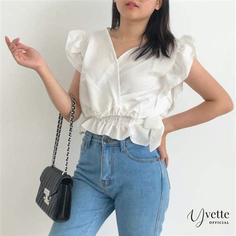 Jual Atasan Wanita Ruffle Sleeve Blouse Korea Style BEST SELLER