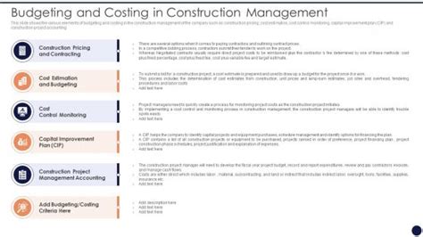 Construction Cost Control Slide Team