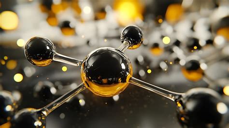 Abstract Molecular Structure With Golden Bokeh Background Premium Ai