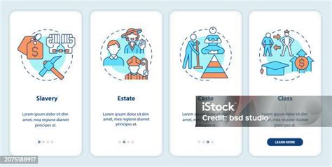 Types Of Social Stratification Onboarding Mobile App Screen Stock