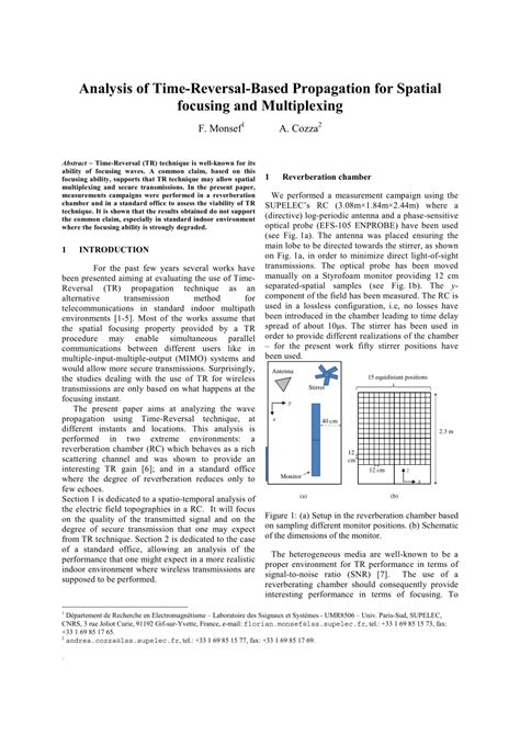 Pdf Analysis Of Time Reversal Based Propagation For Spatial Focusing And Multiplexing