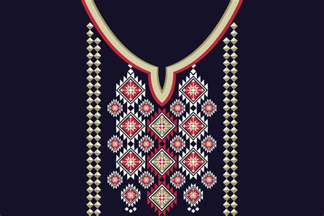 Ethnic Collar Lace Pattern Traditional On Black Background Necklace