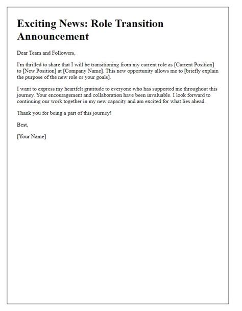 Letter Template For Role Transition Announcement Free Samples In Pdf