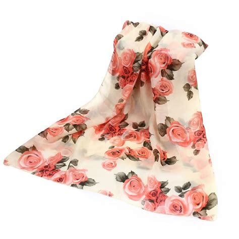 Fashion Trendy Female Chiffon Rose Scarves Women Long Stole Beach Shawl
