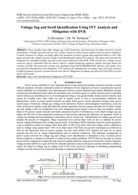 Voltage Sag And Swell Identification Using Fft Analysis And Mitigation With Dvr Pdf