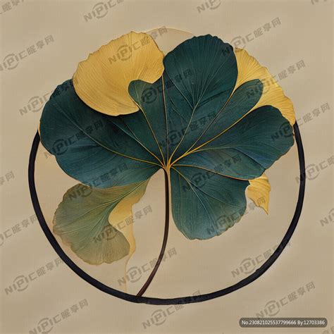 Ai创作图银杏叶手绘 昵图网