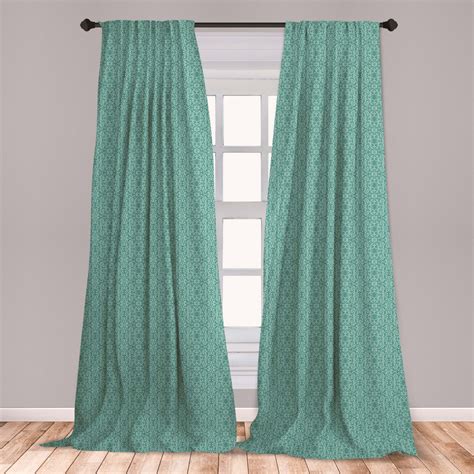 Green Curtains 2 Panels Set Vintage Style Victorian Garden Pattern