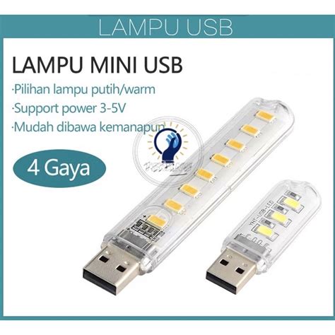 Jual Lampu USB Mini LED Stick 3 8 LED Emergency Lamp Reading Lamp Shopee Indonesia
