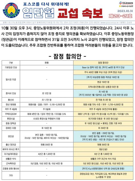 포스코 창사 이후 첫 파업 위기 넘겨노사 극적 합의