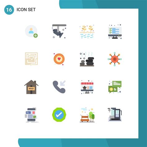 16 User Interface Flat Color Pack Of Modern Signs And Symbols Of Idea Result Farming List