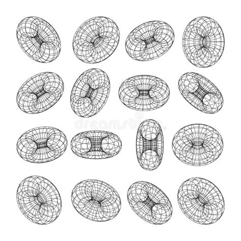 Wireframe Shapes Lined Torus Perspective Mesh 3d Grid Low Poly
