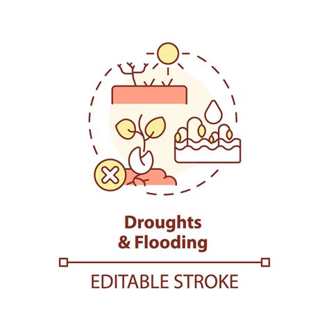 Editable Droughts And Flooding Icon Representing Heatflation Concept Isolated Vector Global
