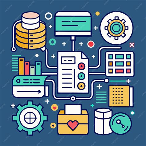 Data Processing And Analysis Illustration With Connected Icons